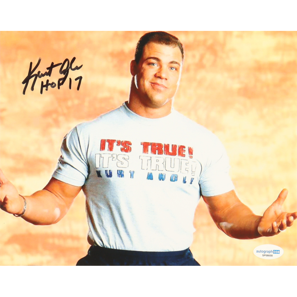 Kurt Angle Signed WWE 8x10 Photo Inscribed "HOF 17" (ACOA) | Pristine ...