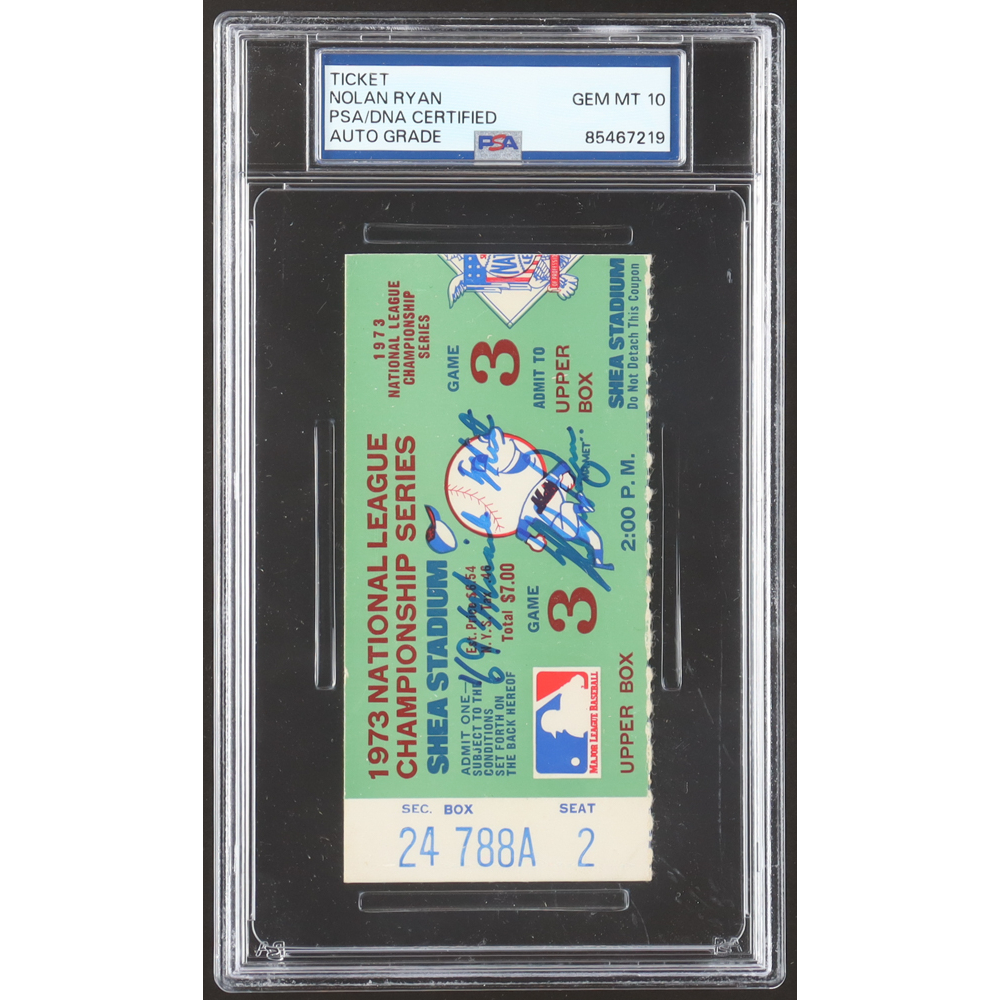 Nolan Ryan Signed 1973 Shea Stadium N.L. Championship Game 3 Ticket ...