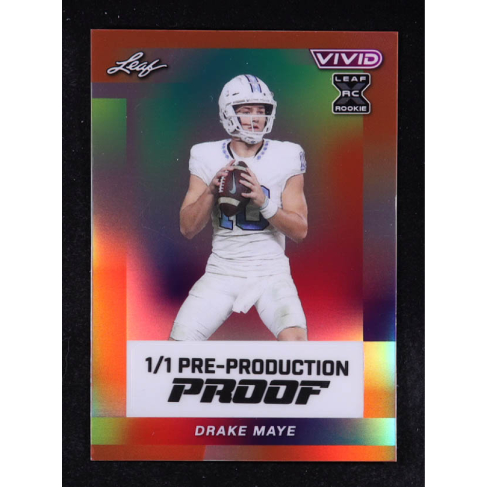 Drake Maye 2023 Leaf Vivid Prismatic Orange Pre-Production Proof #NNO ...