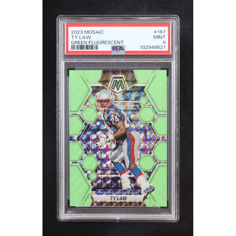Ty Law 2023 Mosaic Green Flourescent Prizm #167 #07/10 (PSA 8 ...