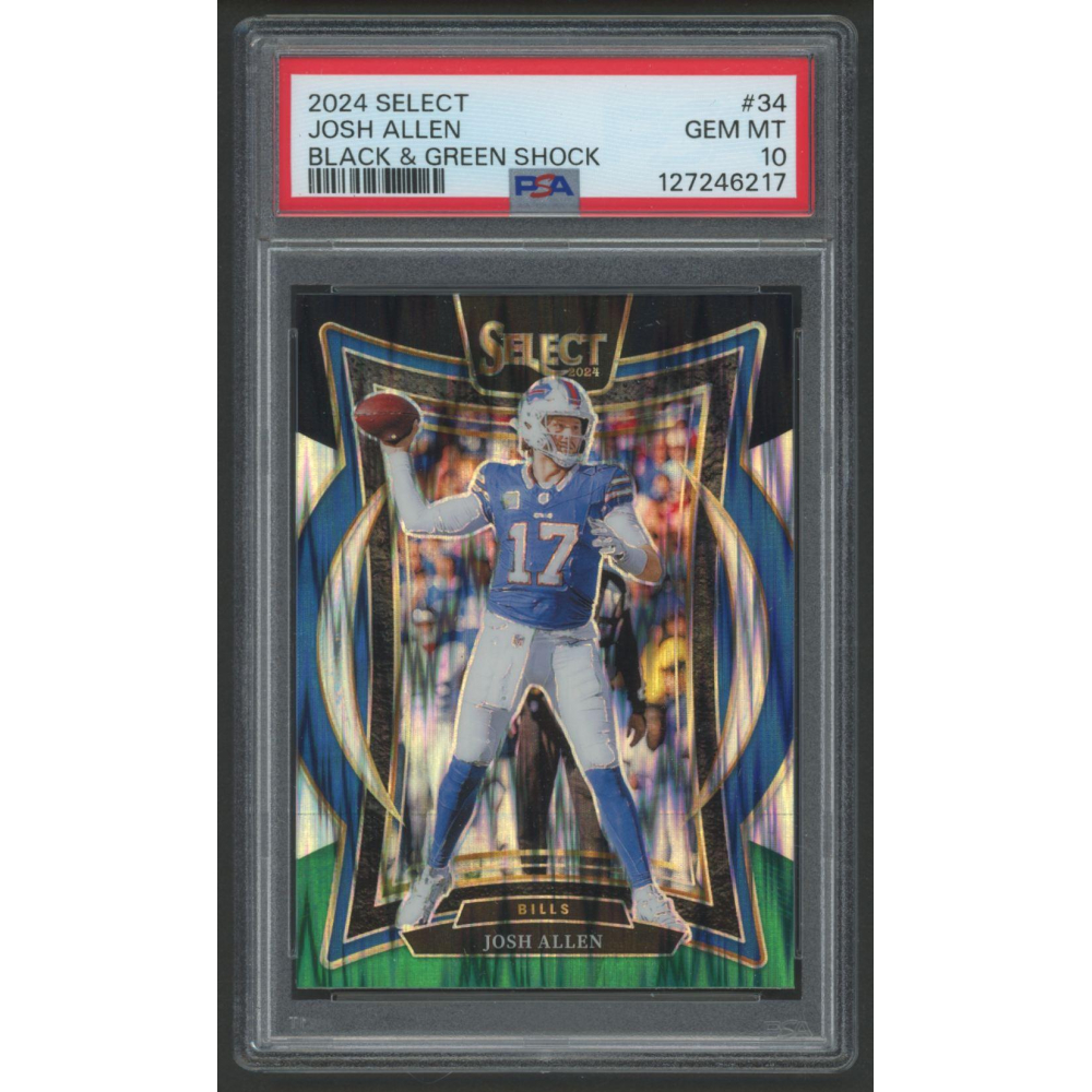 Josh Allen 2024 Select Prizm Black and Green Shock #34 (PSA 10 ...