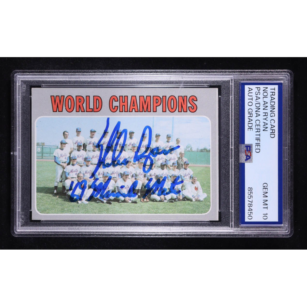 Nolan Ryan Signed 1970 Topps Mets World Champions Inscribed "69 Miracle ...