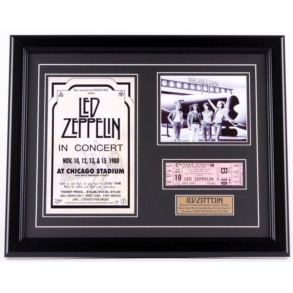 Led Zeppelin Custom Framed Display with Original 1980 Concert Ticket ...