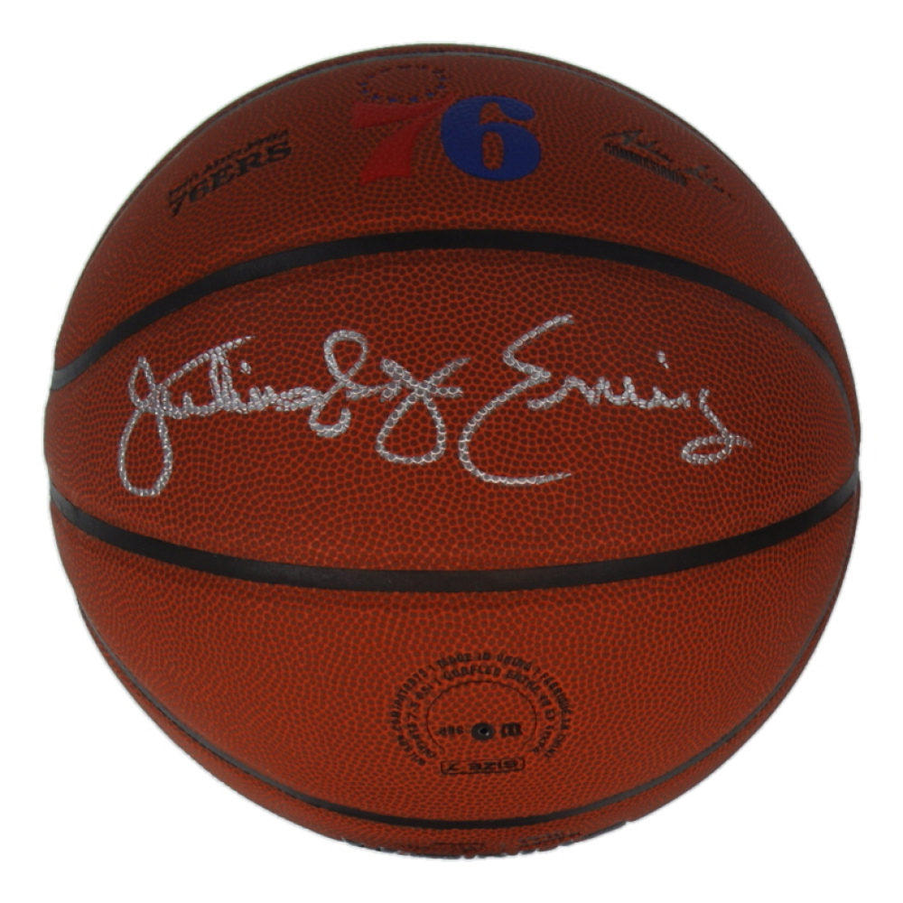 Julius "Dr. J" Erving Signed 76ers Logo NBA Basketball (Schwartz ...