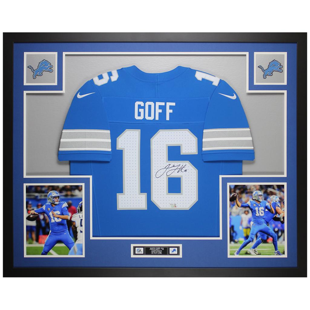 Jared Goff Signed Lions Custom Framed Nike Authentic Jersey Display ...