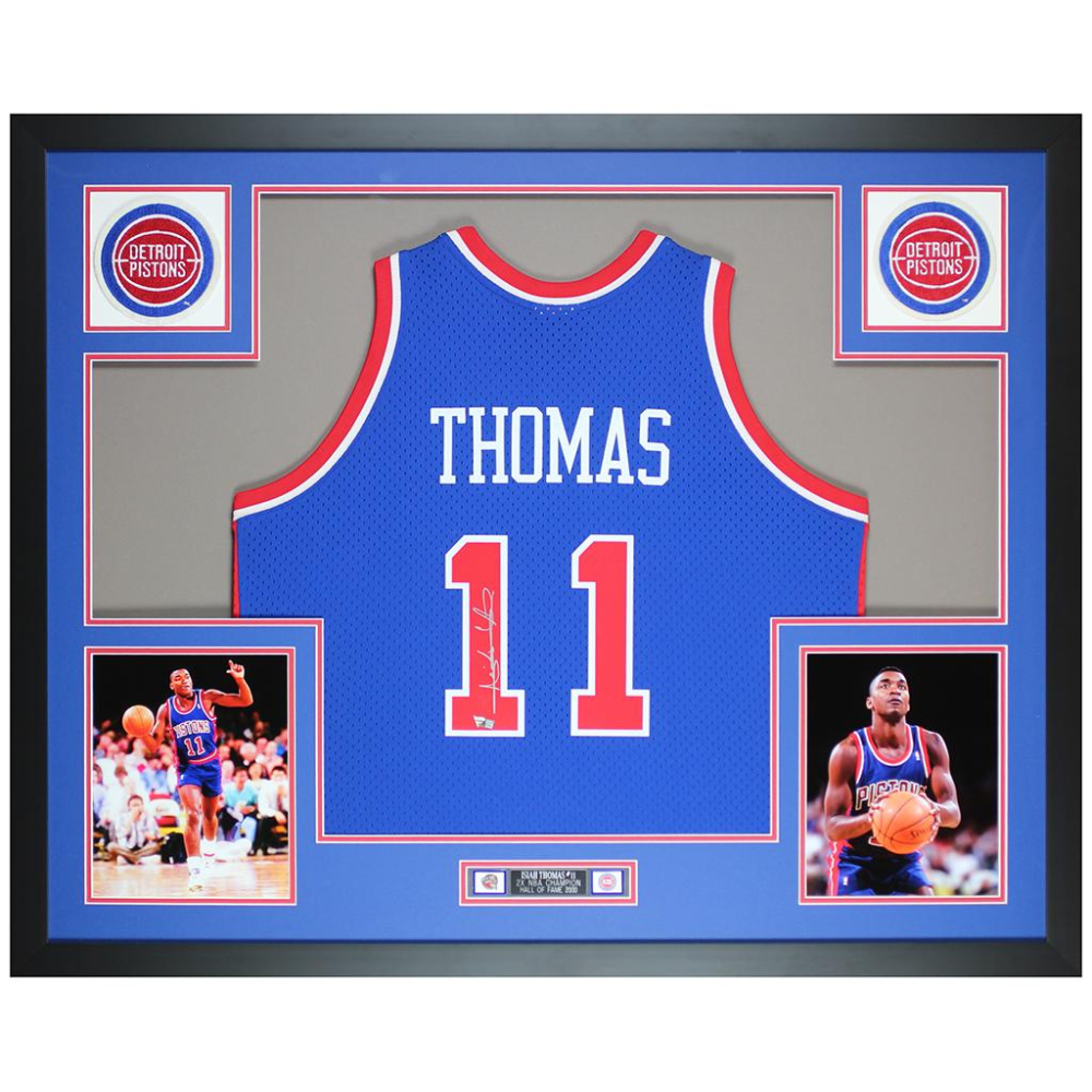 Isiah Thomas Signed Pistons Custom Framed Jersey Display (Fanatics ...