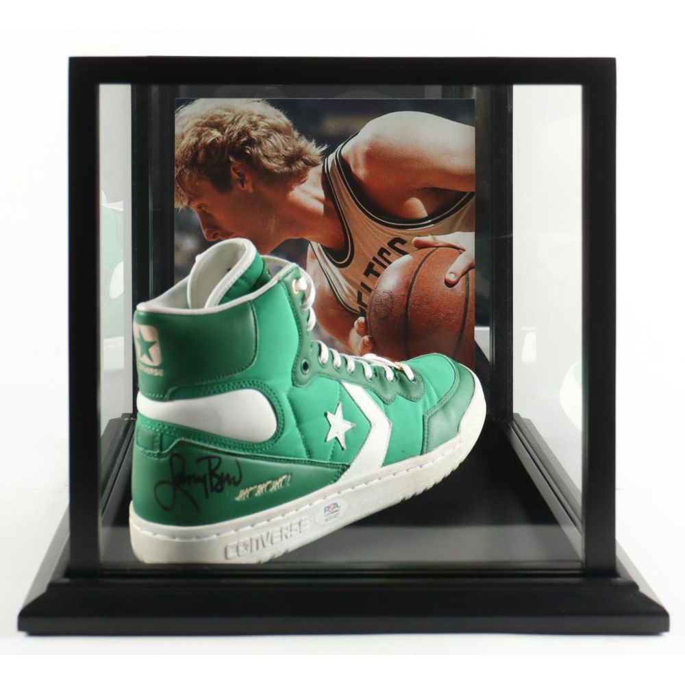 Larry Bird Signed Converse Basketball Shoe With Photoback Display Case ...