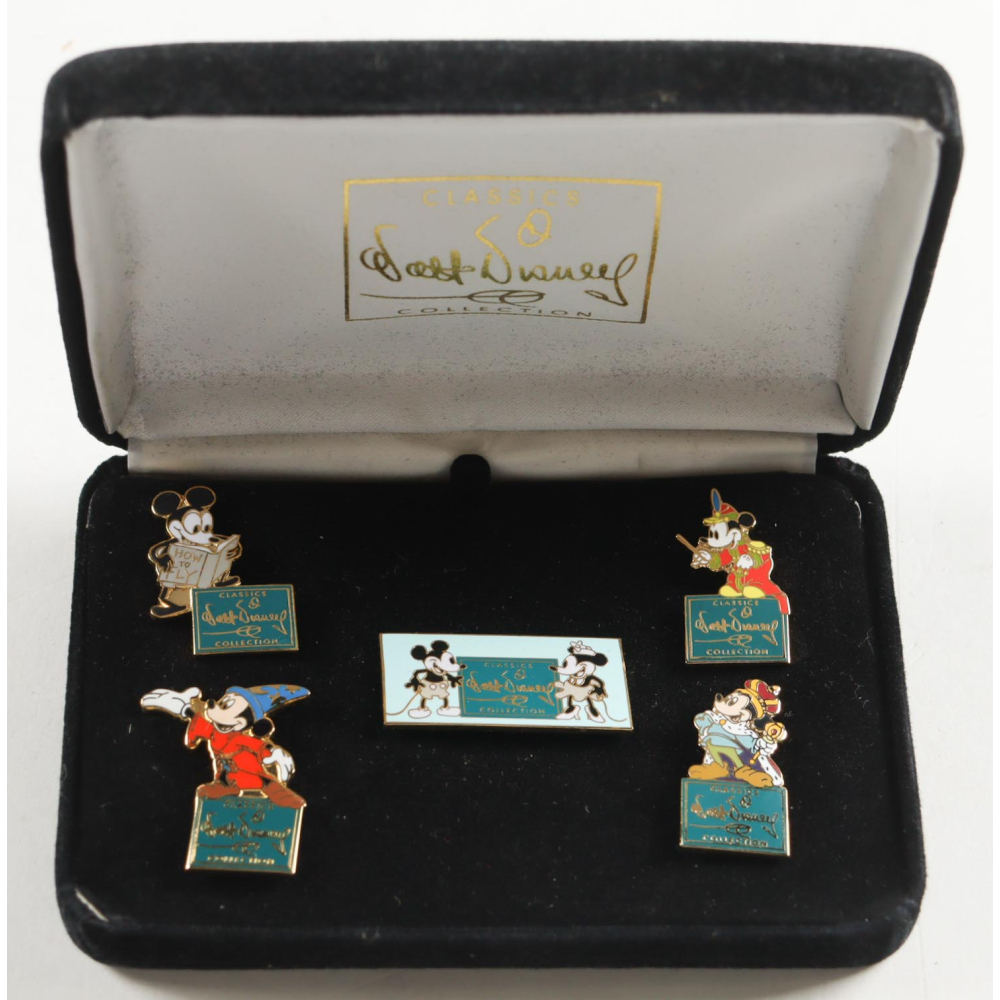 Disney Vintage Mickey Mouse Pin Set in Black Felt Original Disney Box ...