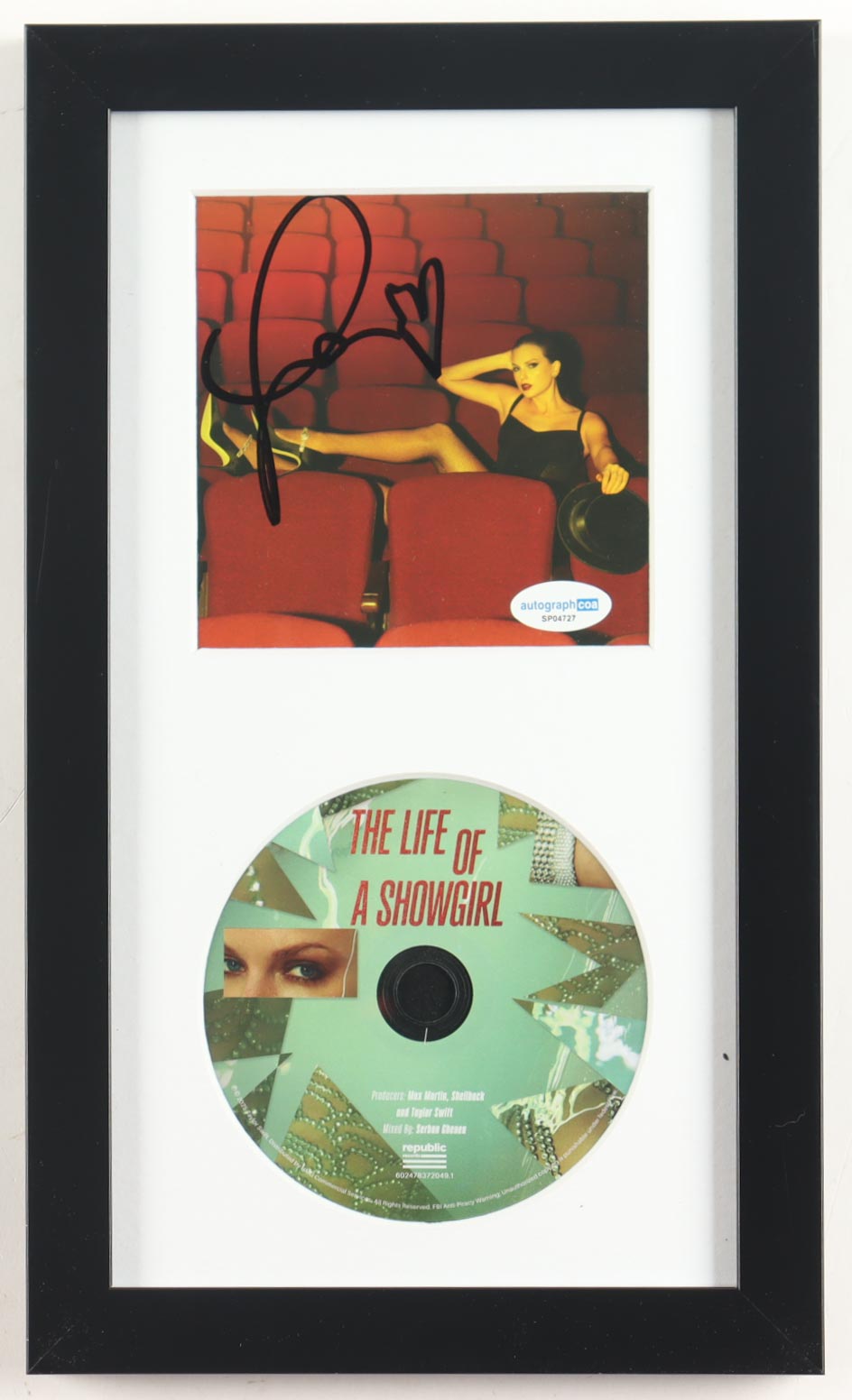 Taylor Swift Signed Custom Framed "The Life of a Showgirl" CD Insert ...