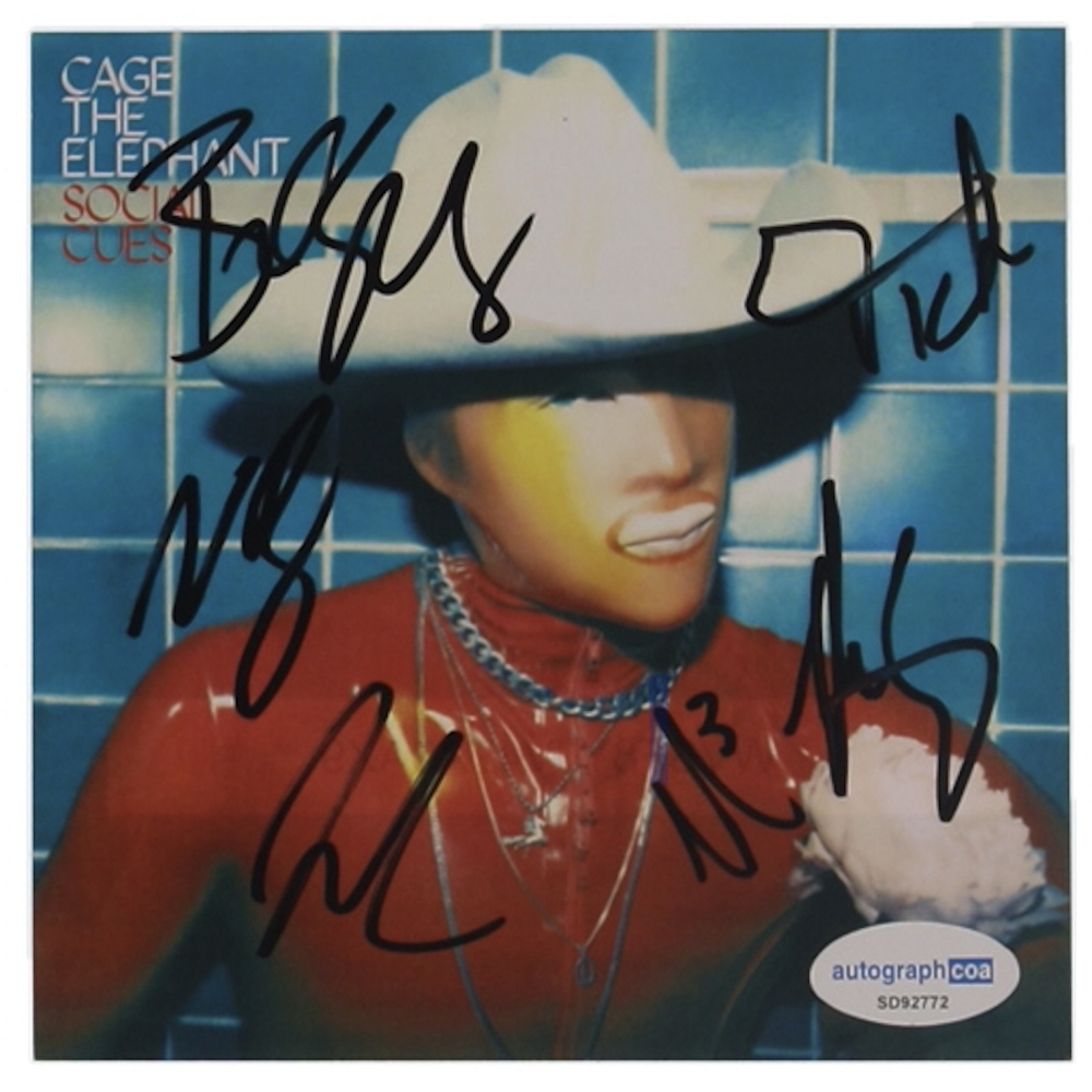 Cage the Elephant "Social Cues" Album Flat Band-Signed by (6) with Brad ...