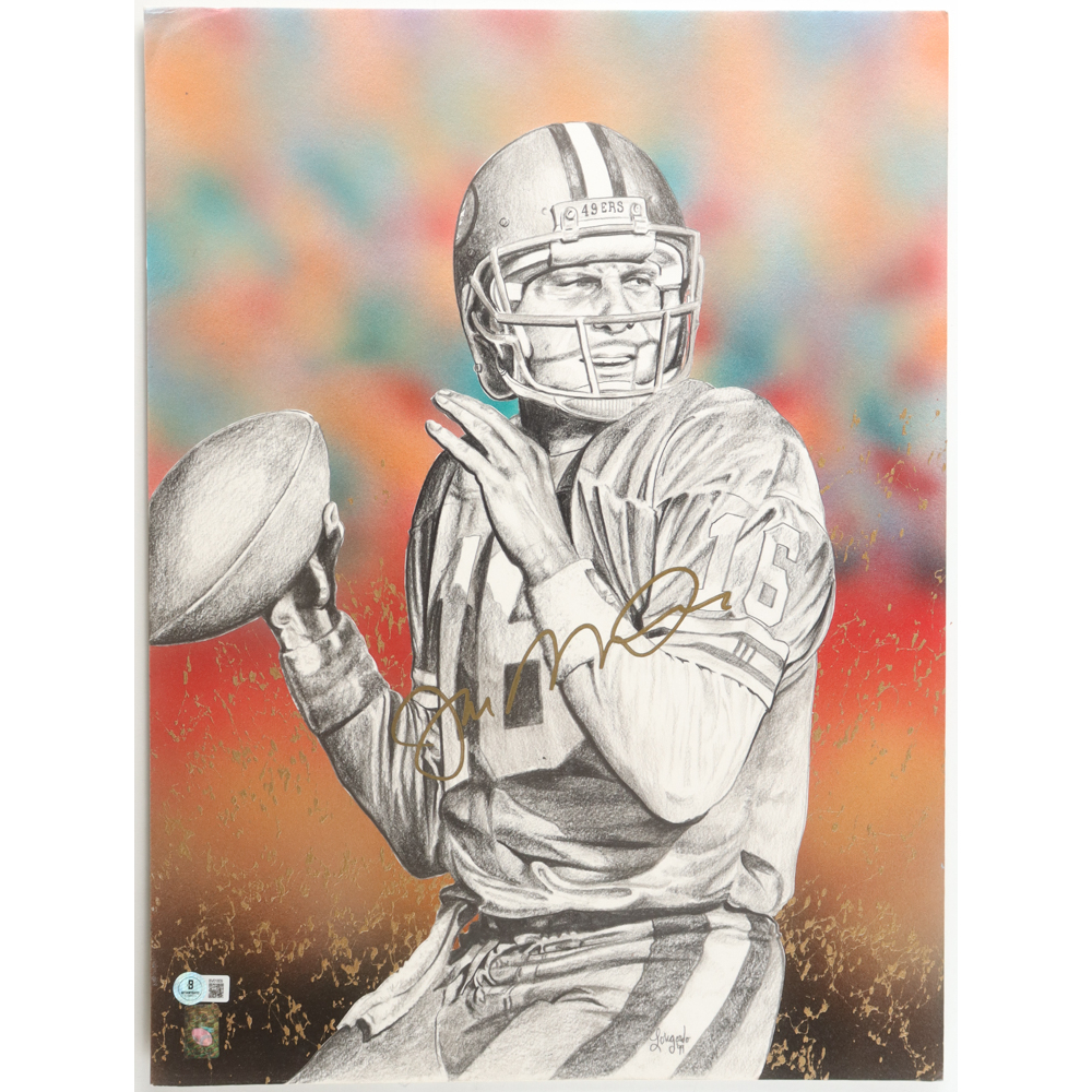 Joe Montana Signed 49ers Hand-Embellished Lithograph by Gary Longordo ...