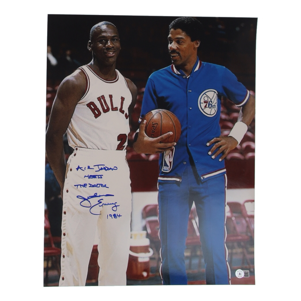 Julius "Dr. J" Erving Signed 76ers 16x20 Photo Inscribed "Air Jordan ...