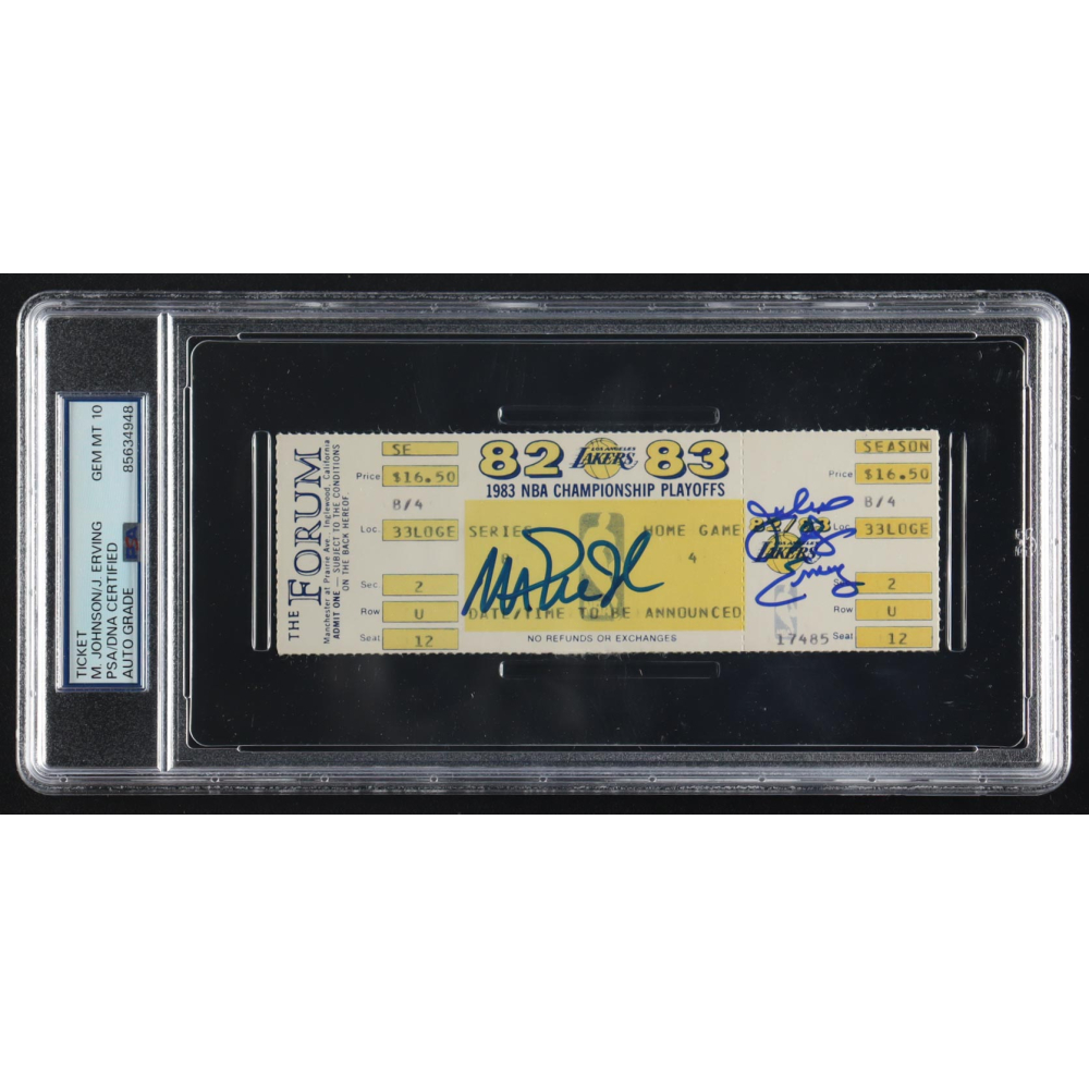 Magic Johnson & Julius Erving Signed 1981-82 NBA Playoffs Original Game ...