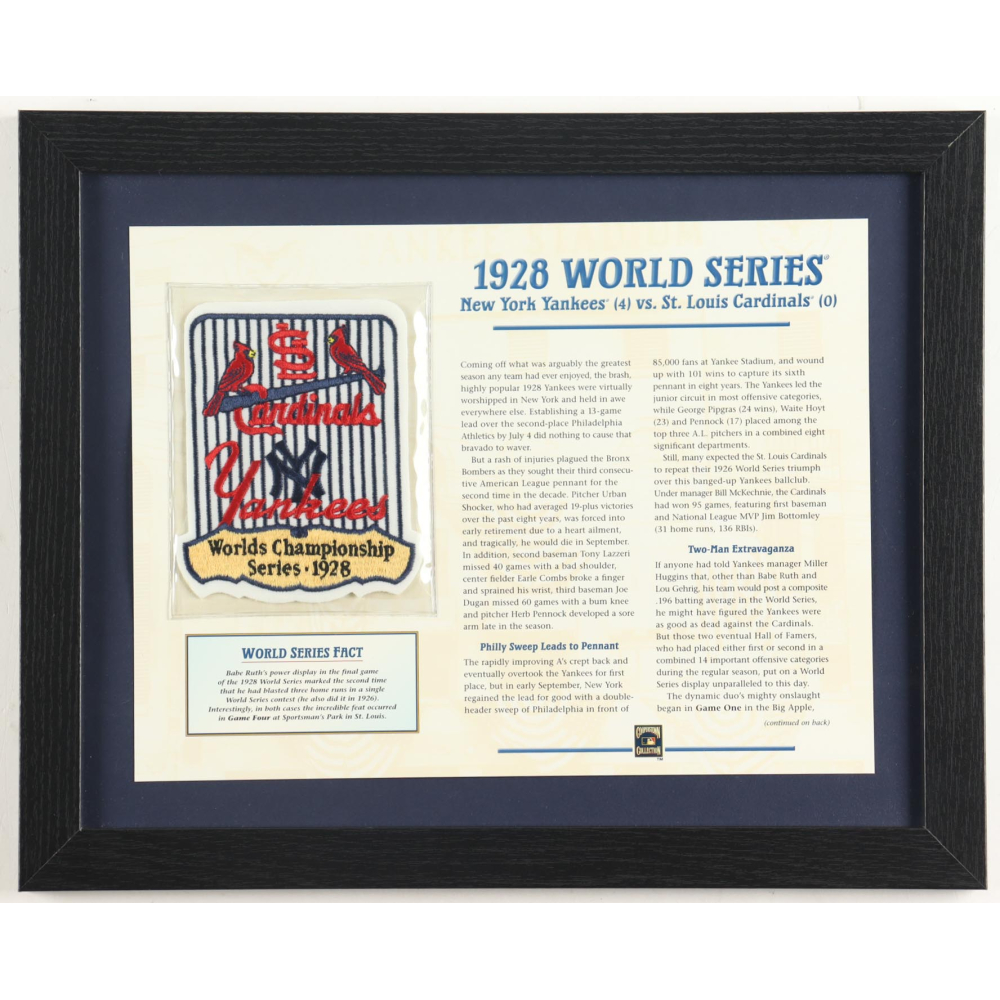 1927 World Series Custom Framed Commemorative Patch Display | Pristine ...
