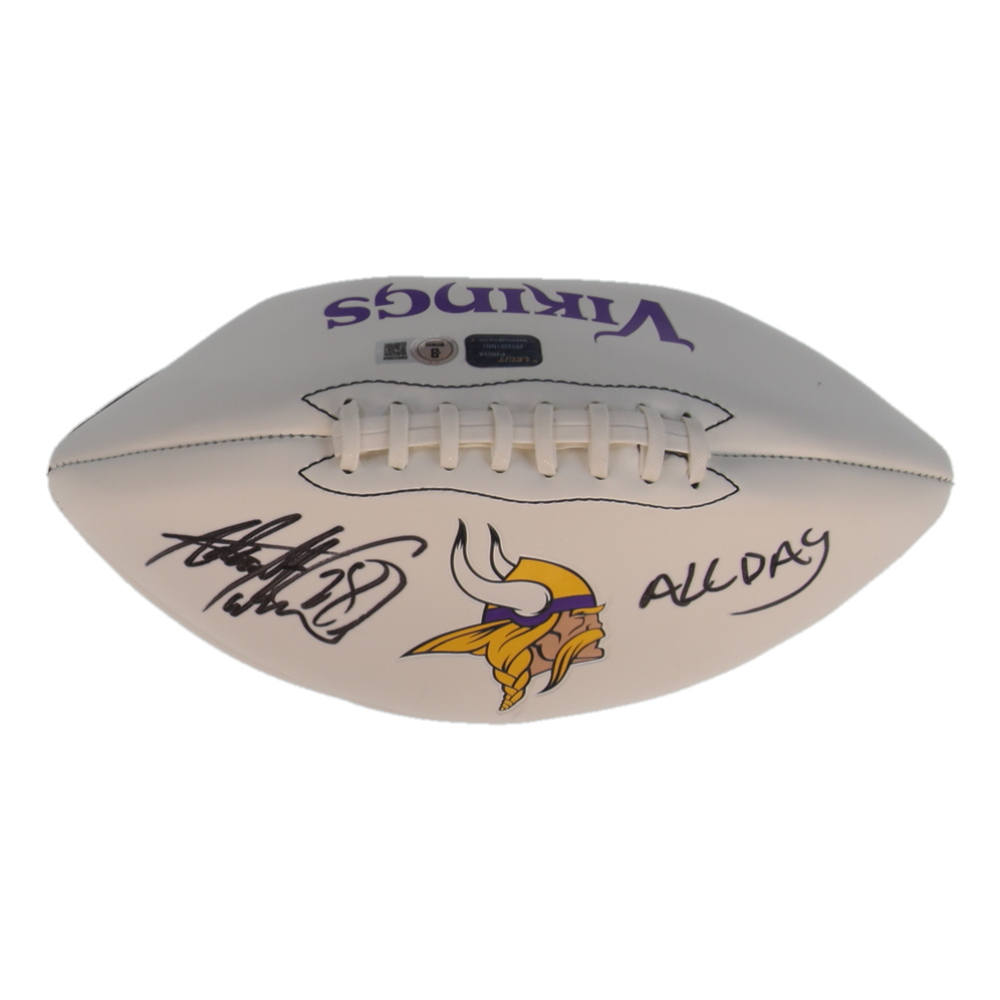 Adrian Peterson Signed Vikings Logo Football Inscribed "All Day ...