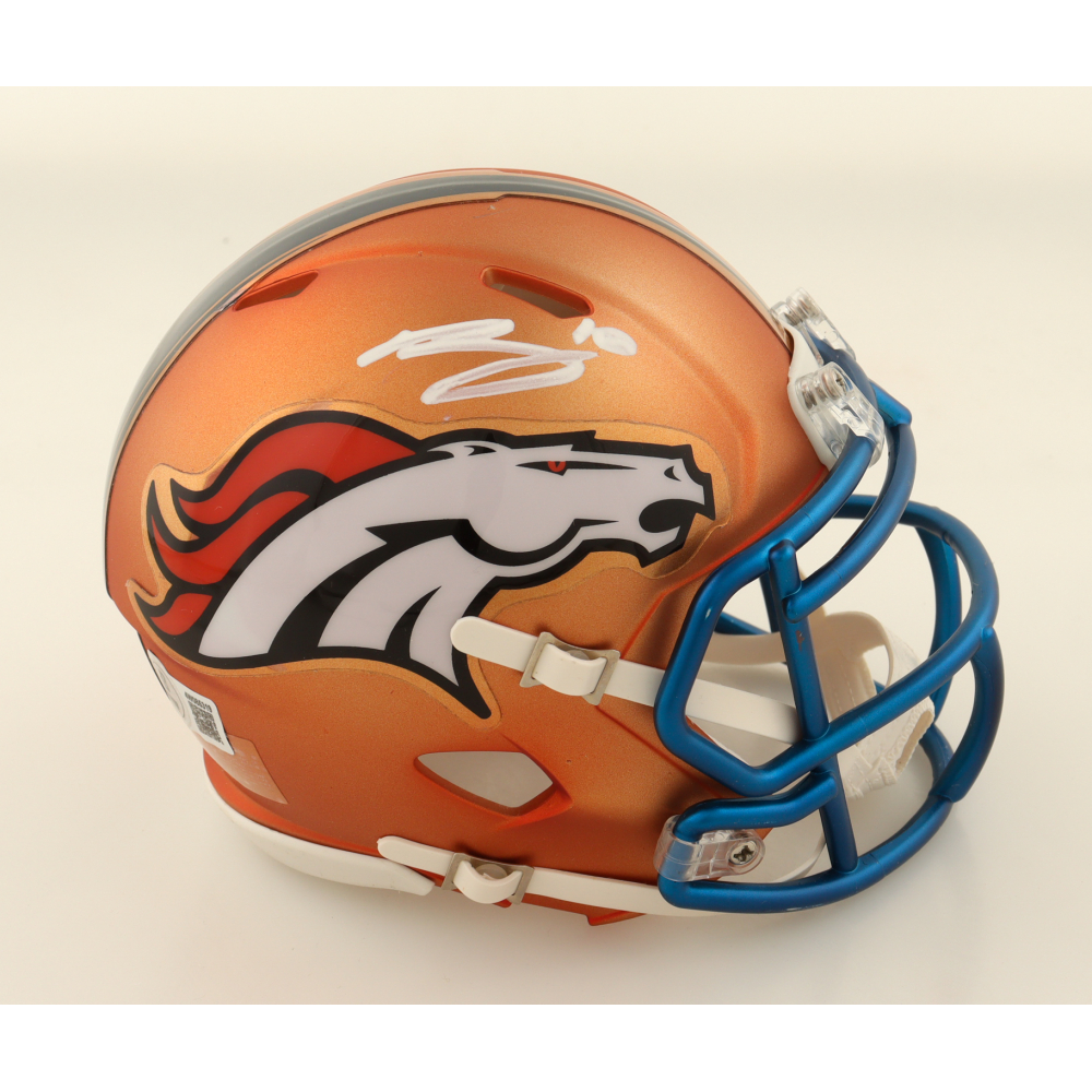 Bo Nix Signed Broncos Blaze Alternate Speed Mini Helmet (Beckett ...