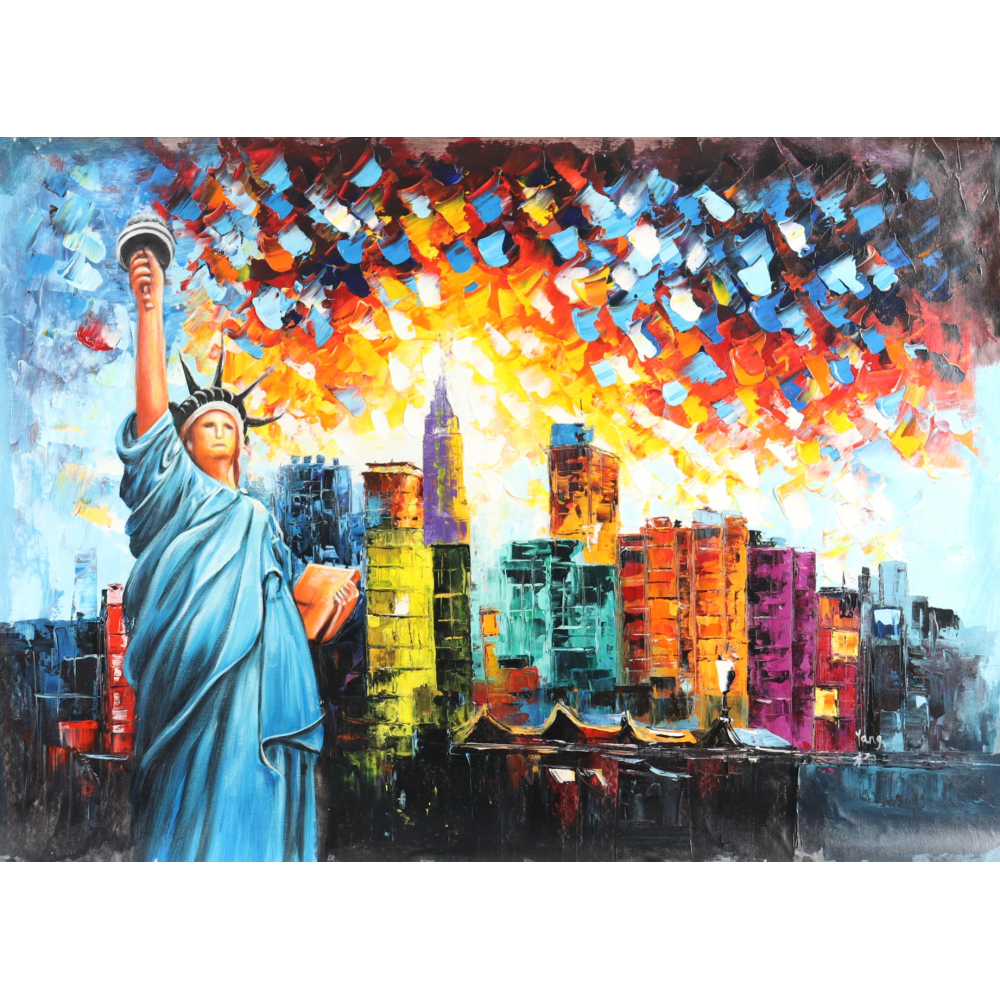 "Lady Liberty" 25x36 Original Oil Painting on Linen by Rodney Weng ...