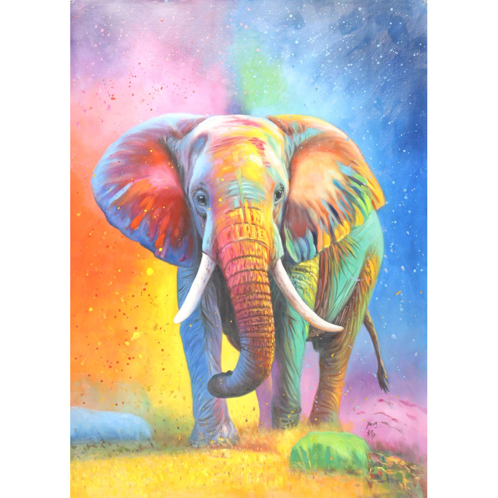 "Majestic Elephant" 25x36 Original Oil Painting on Linen by Rodney Weng ...