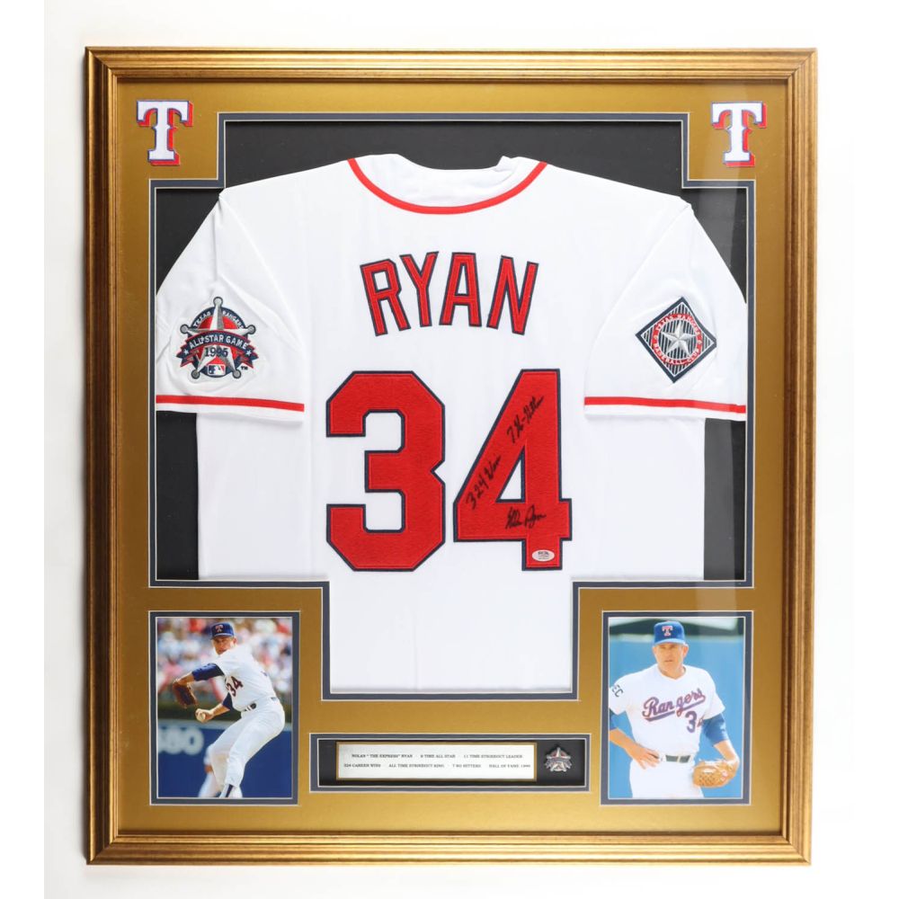 Nolan Ryan Signed Custom Framed Jersey Display with All-Star Pin ...