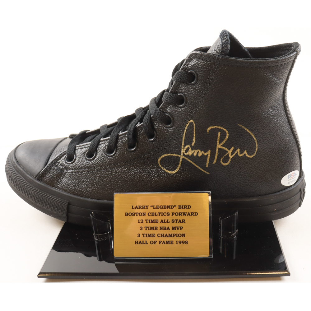 Larry Bird Signed Converse Black Leather Basketball Shoe with ...