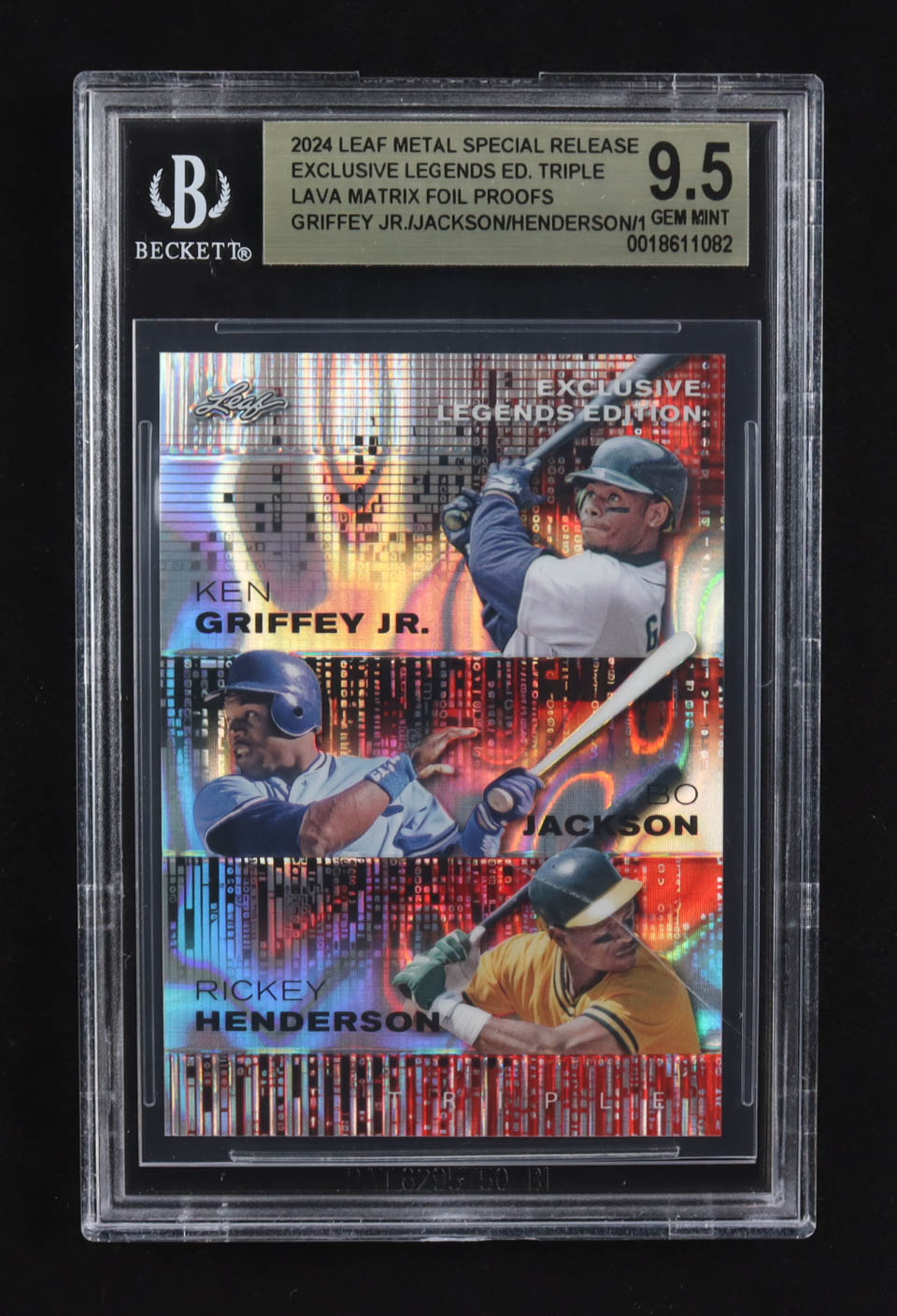 Ken Griffey Jr. / Bo Jackson / Rickey Henderson 2024 Leaf Metal Special ...