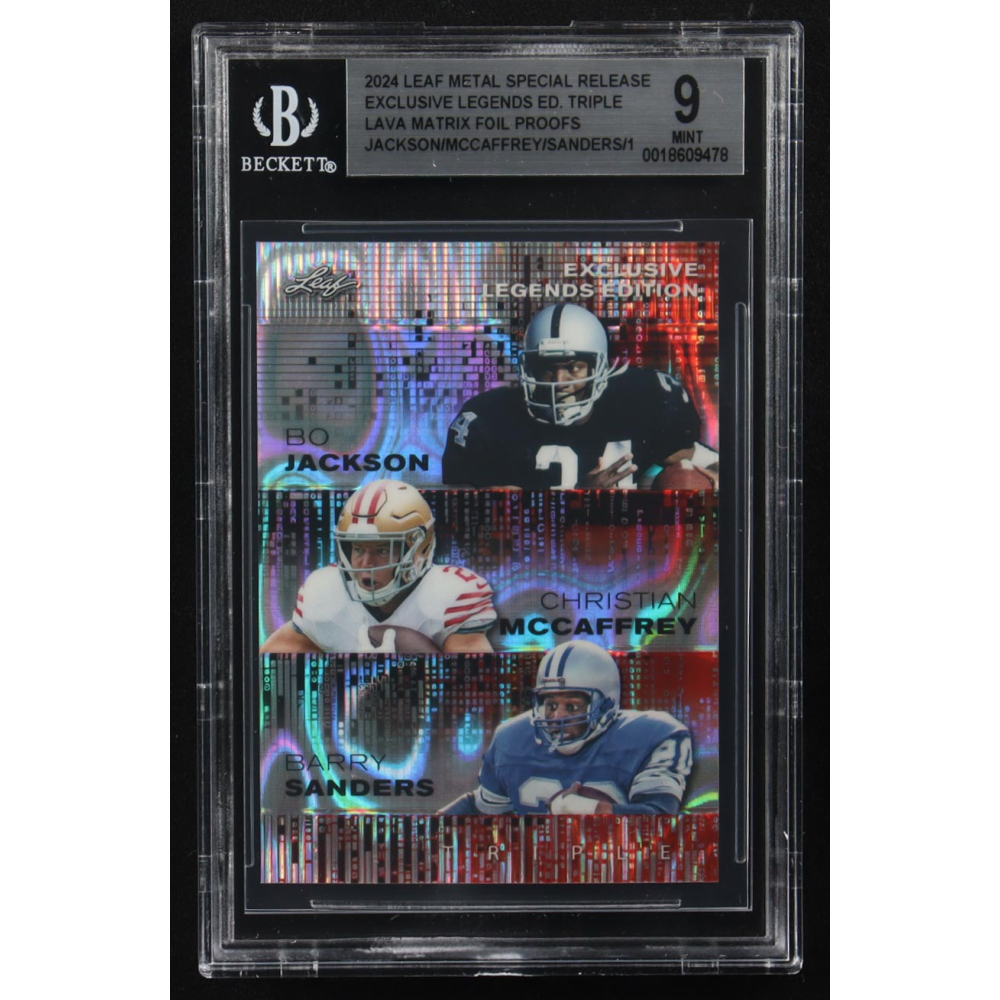 Christian Mccaffrey / Bo Jackson / Barry Sanders 2024 Leaf Metal ...
