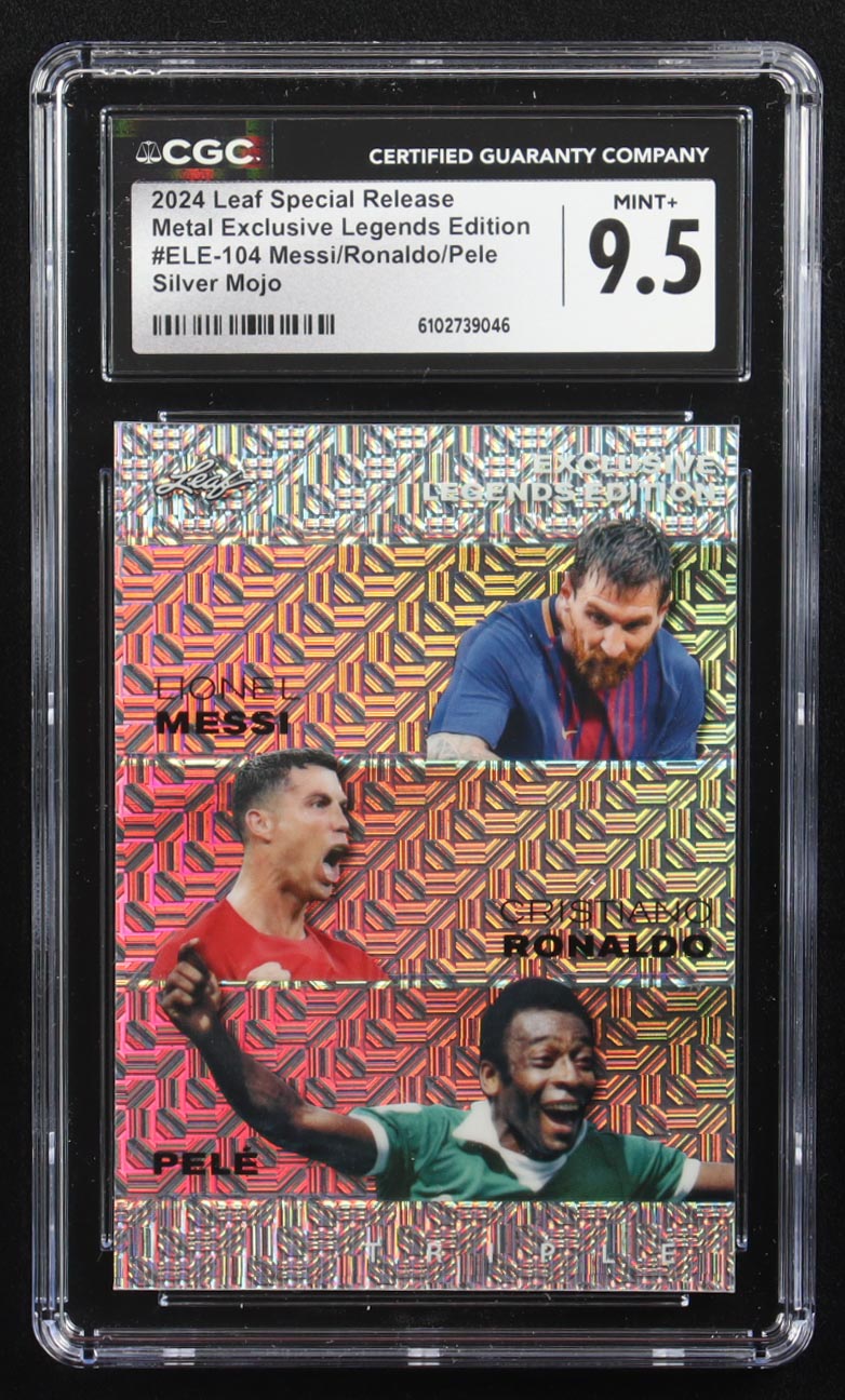 Pele / Lionel Messi / Cristiano Ronaldo 2024 Leaf Special Release Metal ...