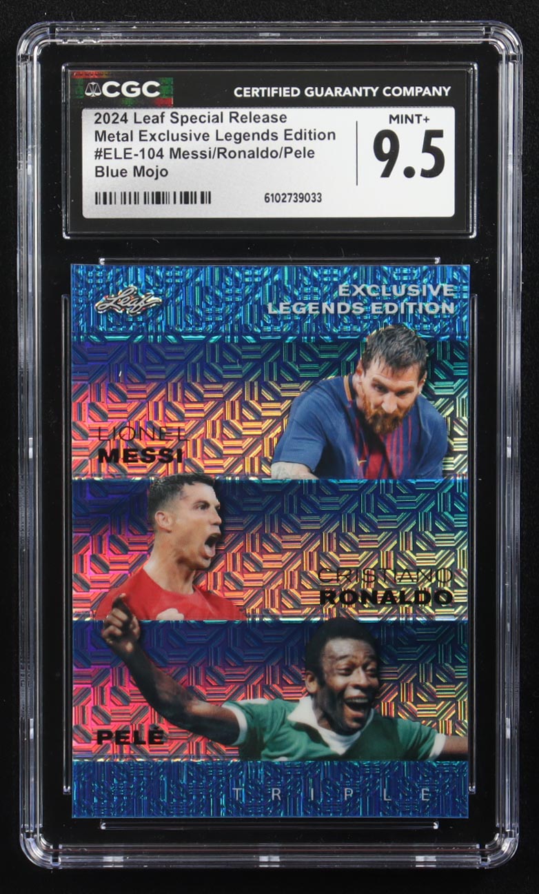 Pele / Lionel Messi / Cristiano Ronaldo 2024 Leaf Special Release Metal ...
