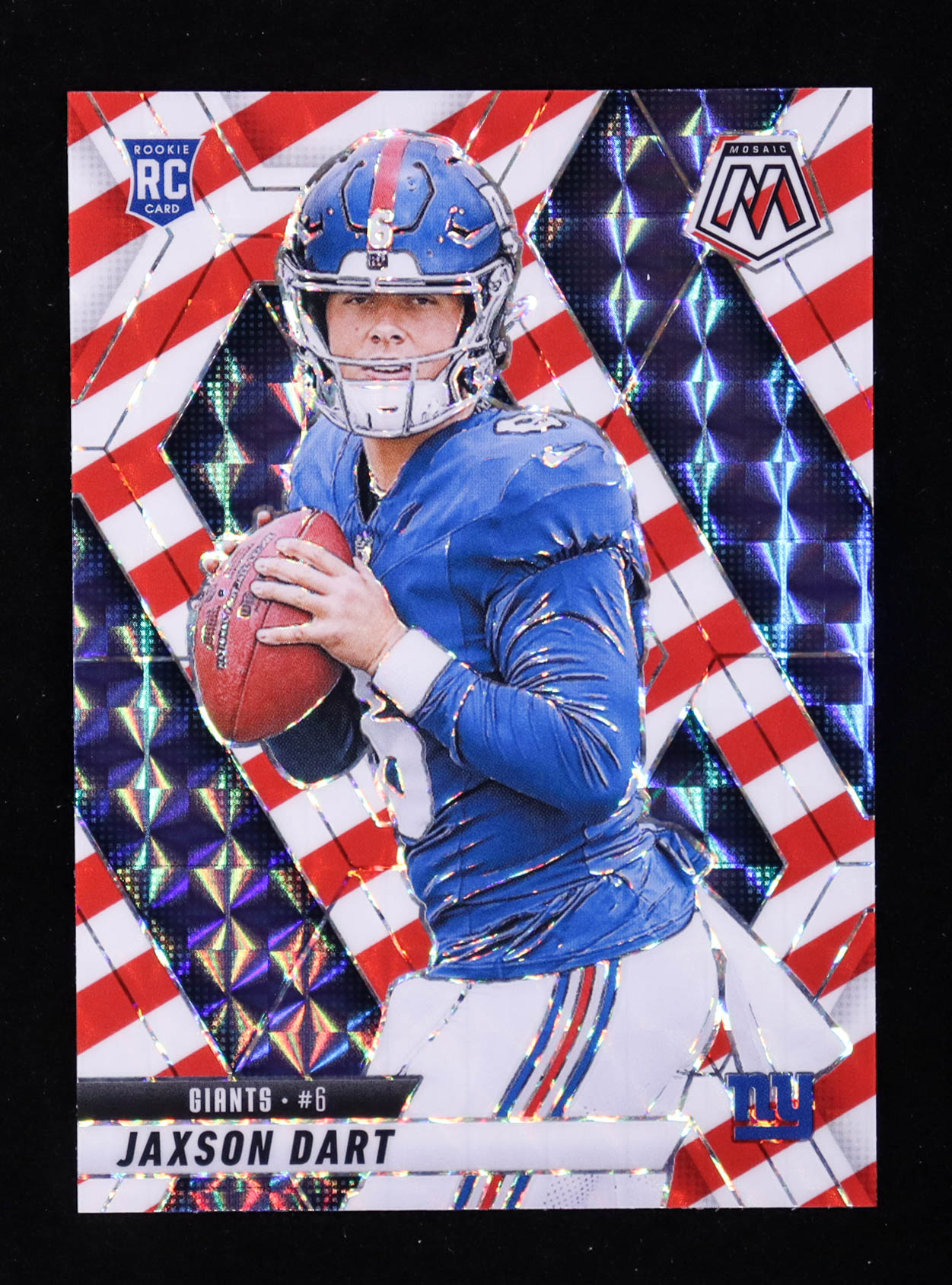 Jaxson Dart 2025 Panini Mosaic Mosaic Red and White Stripe #362 RC ...