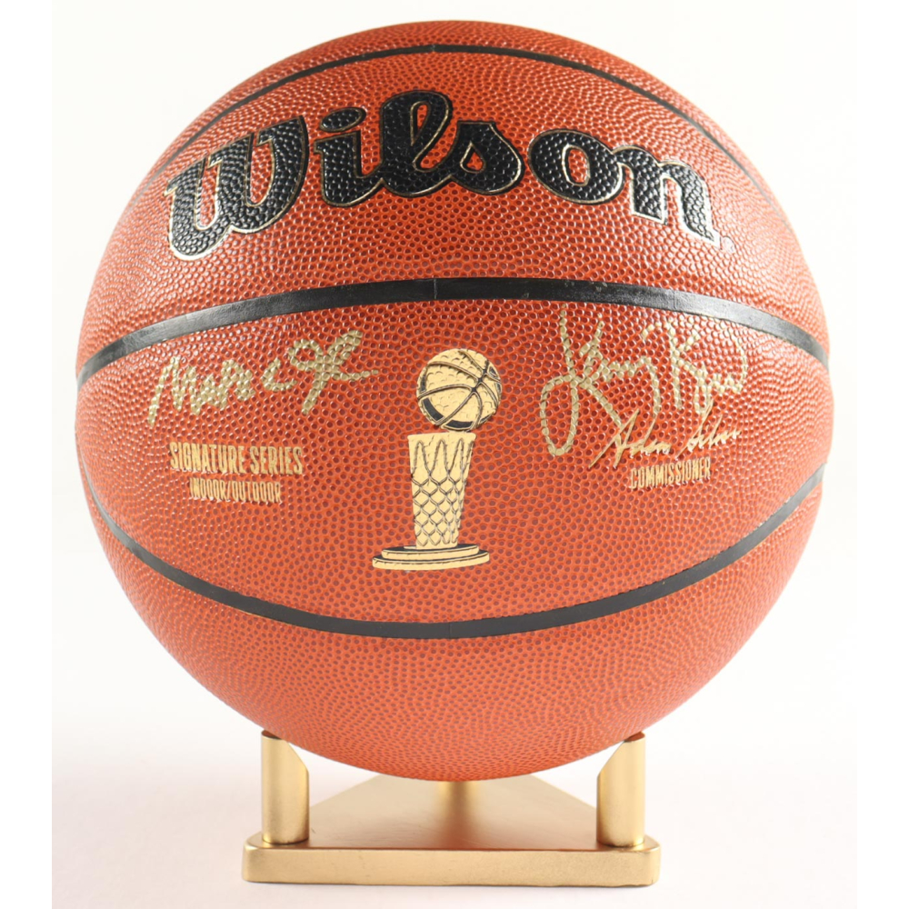 Magic Johnson & Larry Bird Signed NBA Finals Trophy Special Edition ...