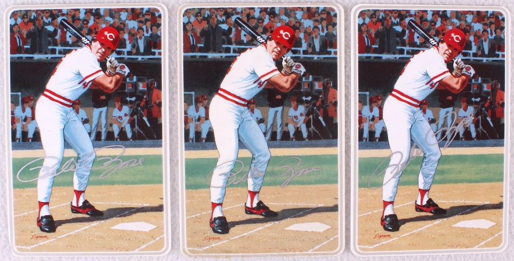 Lot of (3) Pete Rose Signed LE Gartlan Ceramic Baseball Card's (PSA COA ...