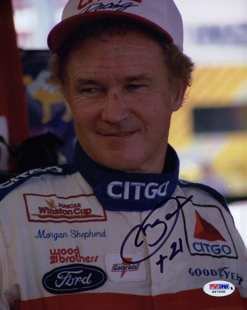 Morgan Shepherd Signed NASCAR 8x10 Photo Inscribed "+21" (PSA COA ...