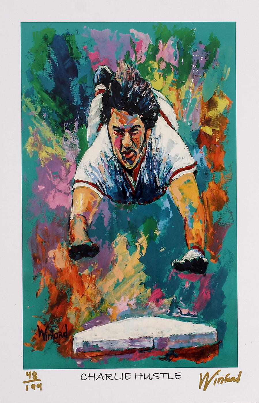 Pete Rose 11x17 "Charlie Hustle" Signed Winford Lithograph Limited ...