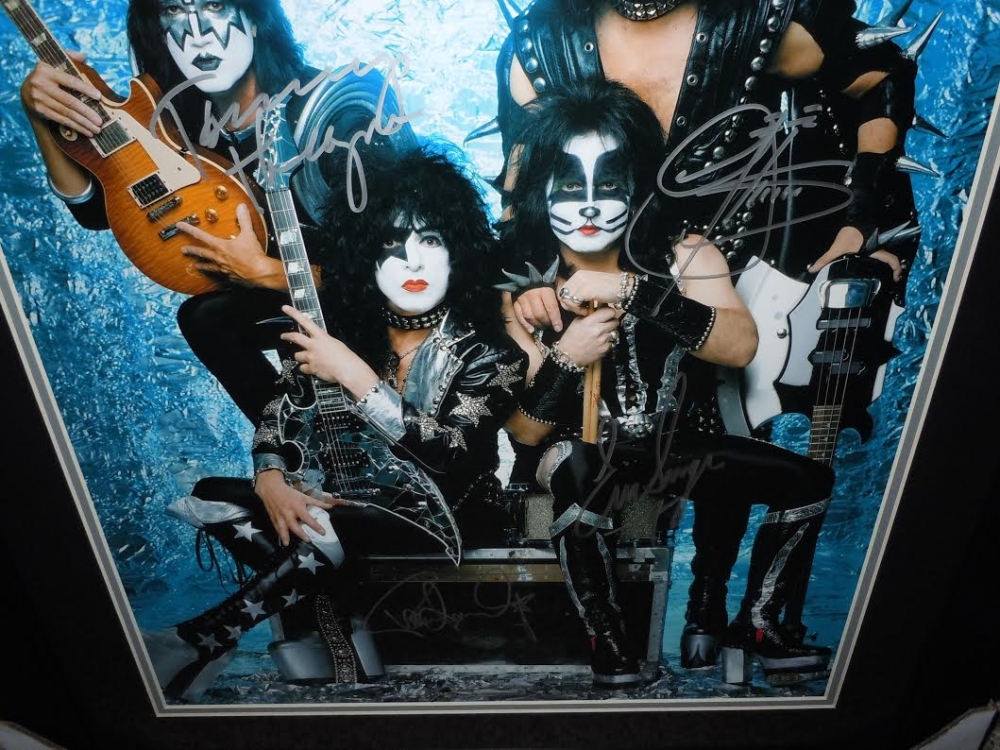 Kiss Band-Signed 16x20 Custom Framed Photo with (4) Signatures ...