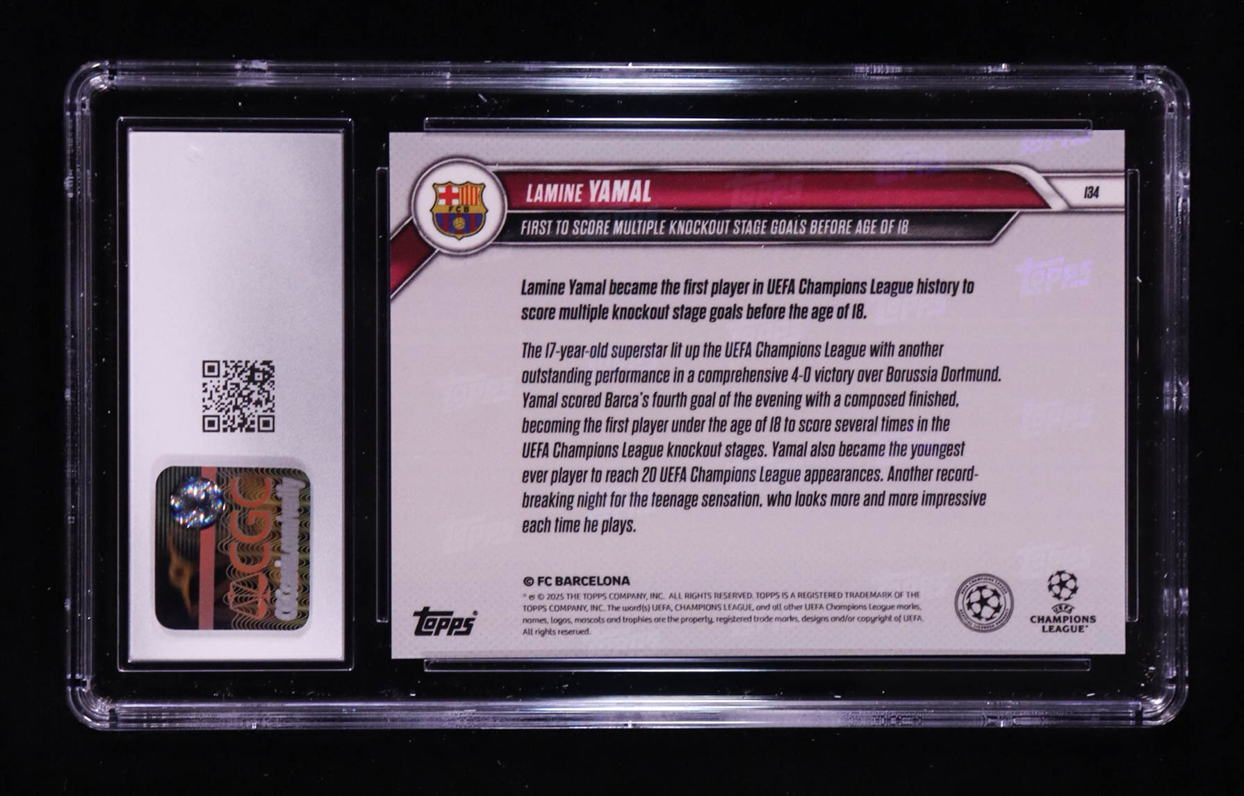Lamine Yamal 2024-25 Topps Now UEFA CL #134 (CGC 9.5) | Pristine Auction
