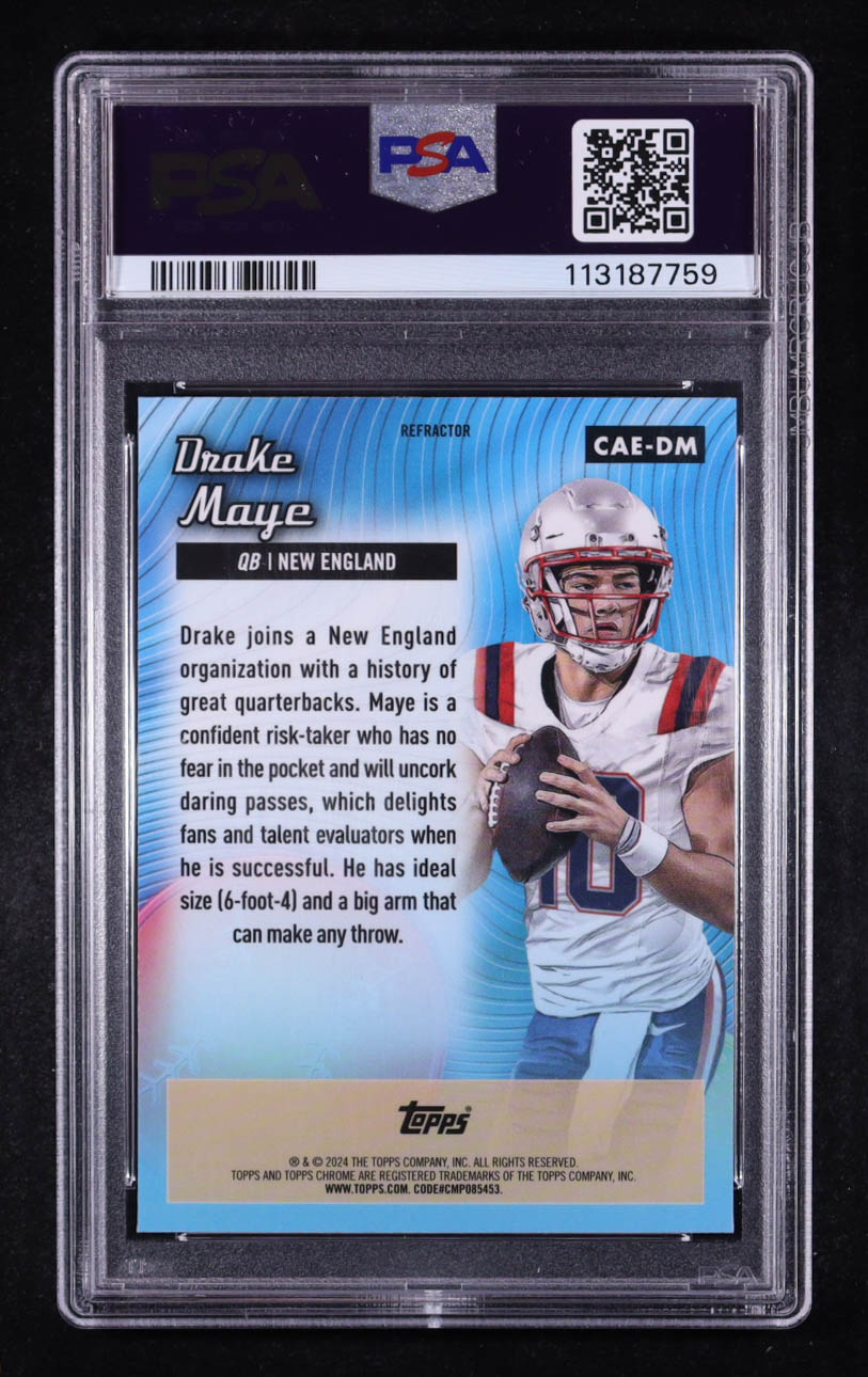 Drake Maye 2024 Topps Chrome All Etch Refractors #CAEDM RC (PSA 10) | Pristine Auction