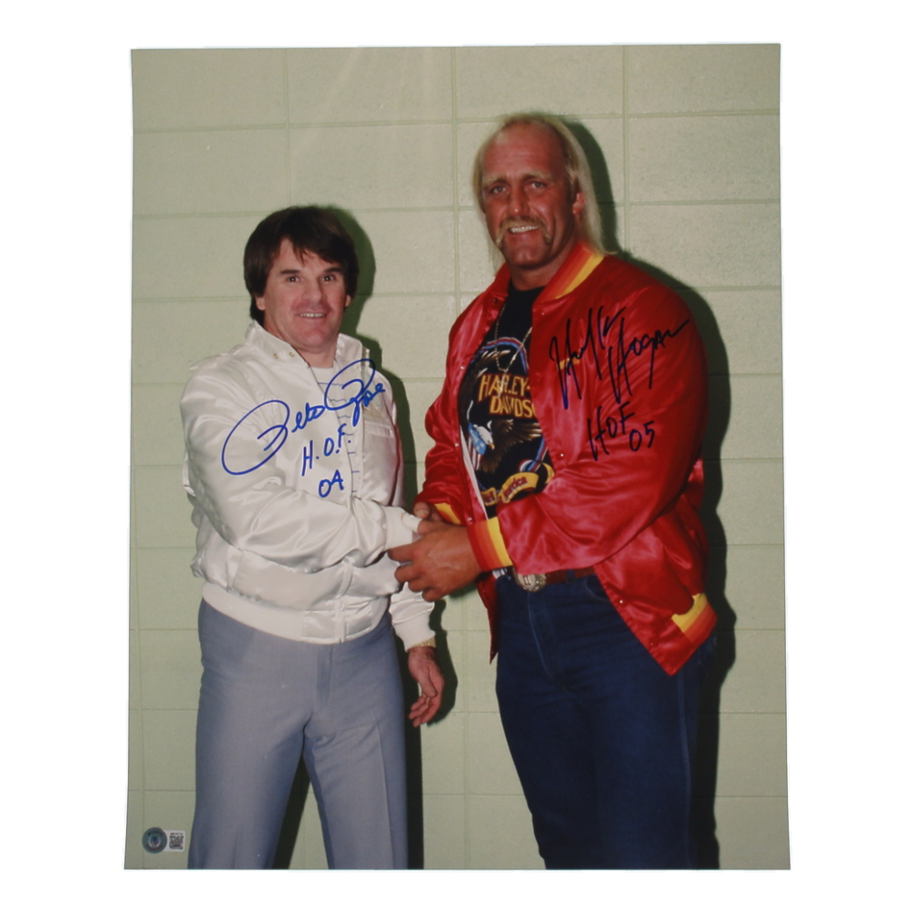 Hulk Hogan & Pete Rose Signed 16x20 Photo Inscribed "HOF 04" & "HOF 05 ...