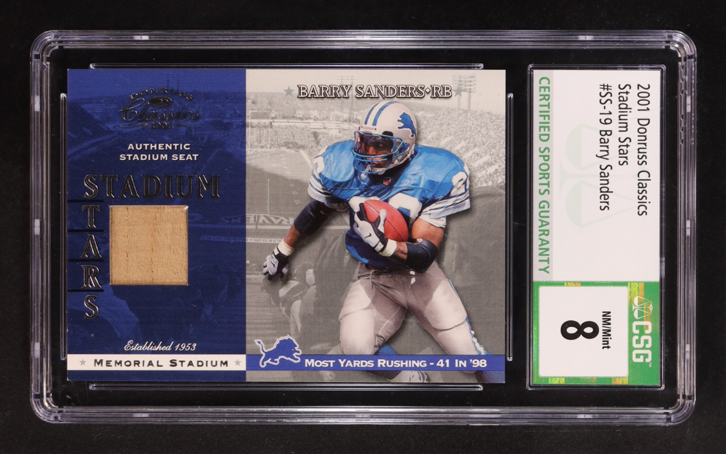 Barry Sanders 2001 Donruss Classics Stadium Stars #SS19 (CSG 8 ...