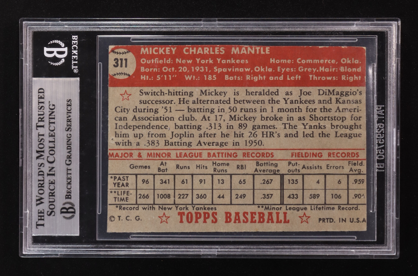 Mickey Mantle 1952 Topps #311B (BGS) | Pristine Auction