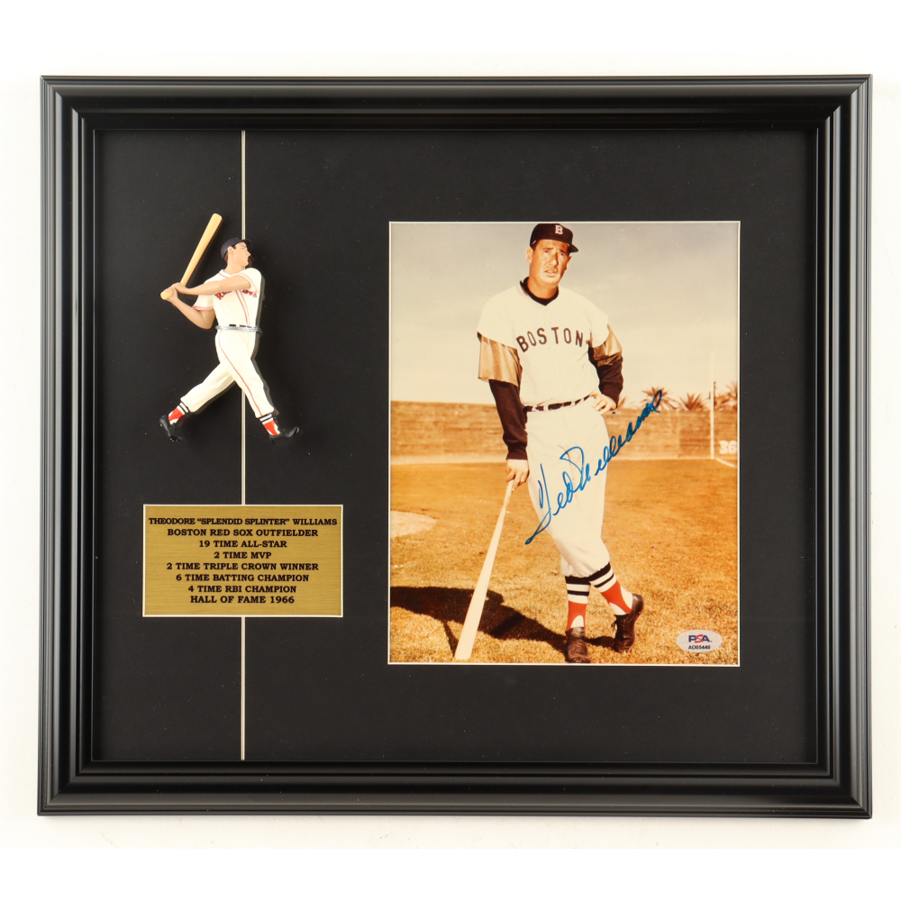 Ted Williams Signed Red Sox Framed 8x10 Photo with Williams Figurine ...