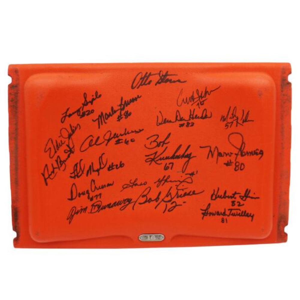 1972 Dolphins Shea Stadium Seatback Team-Signed By (18) with Bob Griese ...