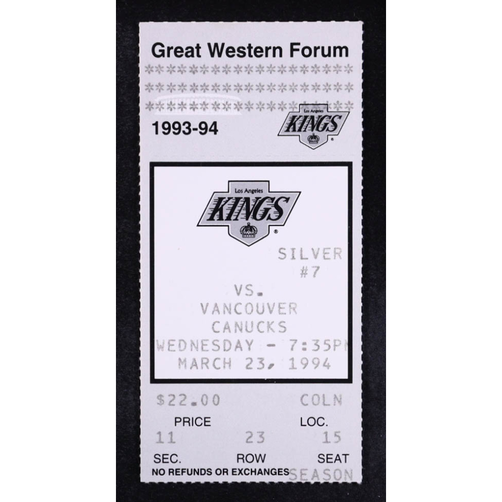 Kings 1993-94 Great Western Forum NHL Game Ticket | Pristine Auction