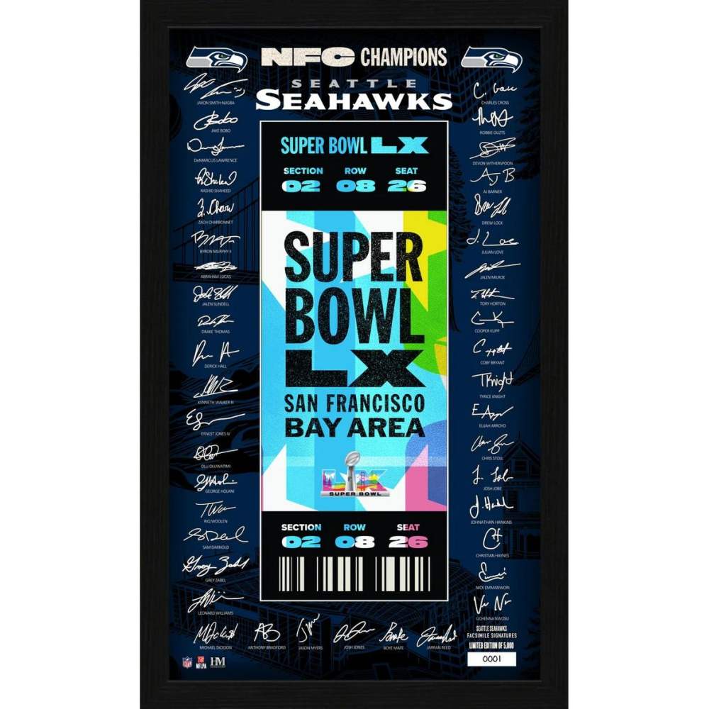Seahawks LE Signature Ticket Super Bowl LX Custom Framed Photo ...