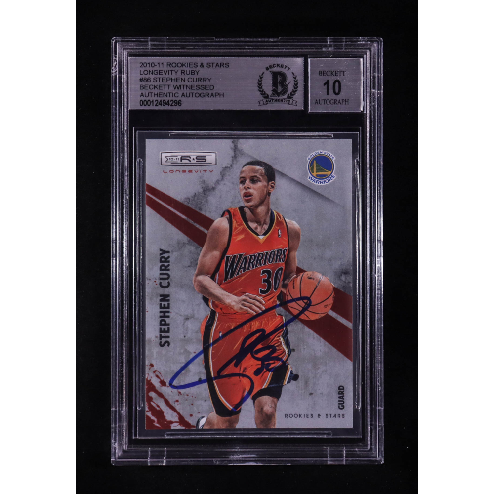 Stephen Curry Signed 2010-11 Rookies & Stars Longevity Ruby #86 #134/ ...