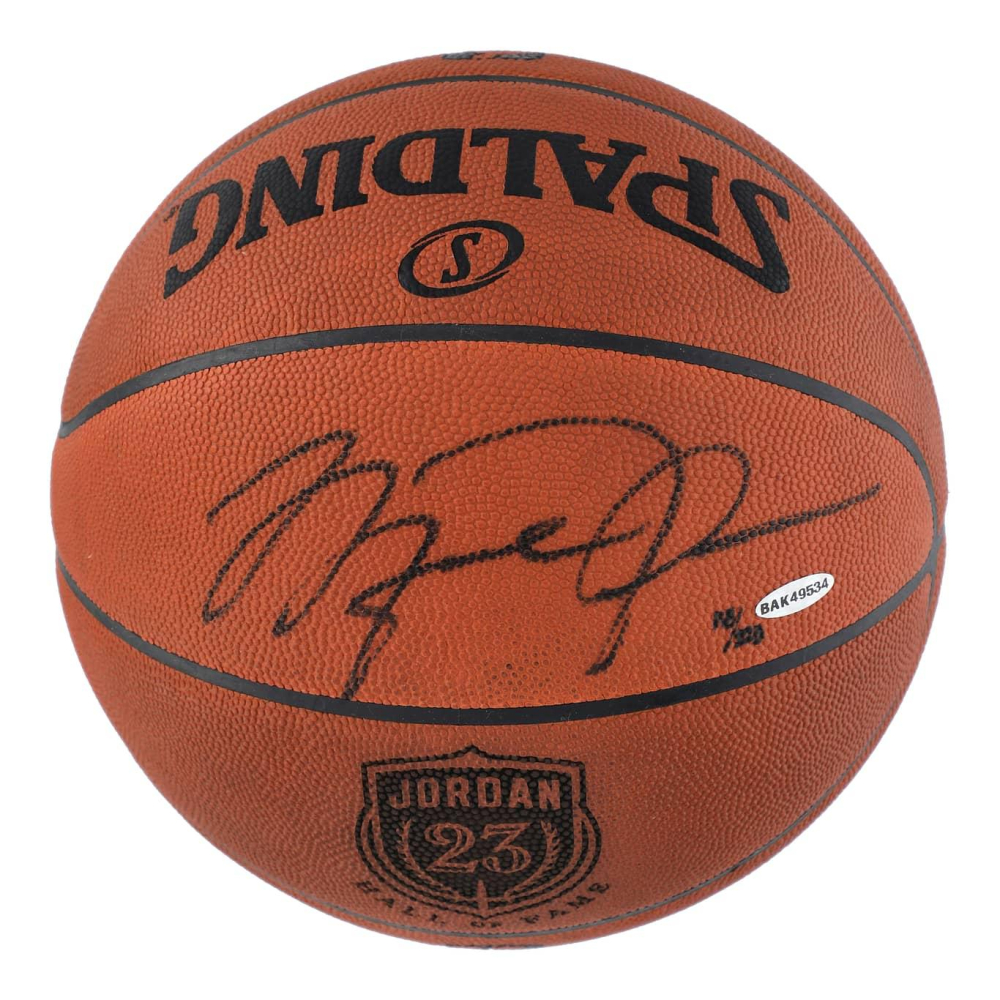 Michael Jordan Signed LE Spalding NBA Hall Of Fame Logo Basketball (UDA ...