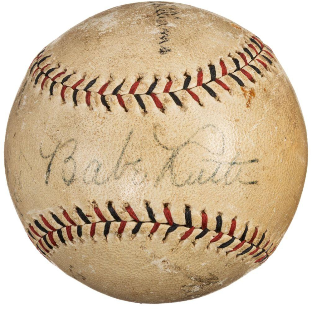 Babe Ruth, Lou Gehrig & Will Rogers Signed Baseball (Beckett & PSA ...