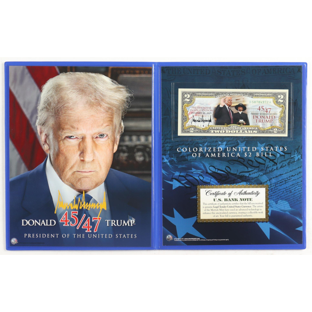 Donald Trump Genuine Legal Tender Colorized U.S. $2.00 Two Dollar Bill ...
