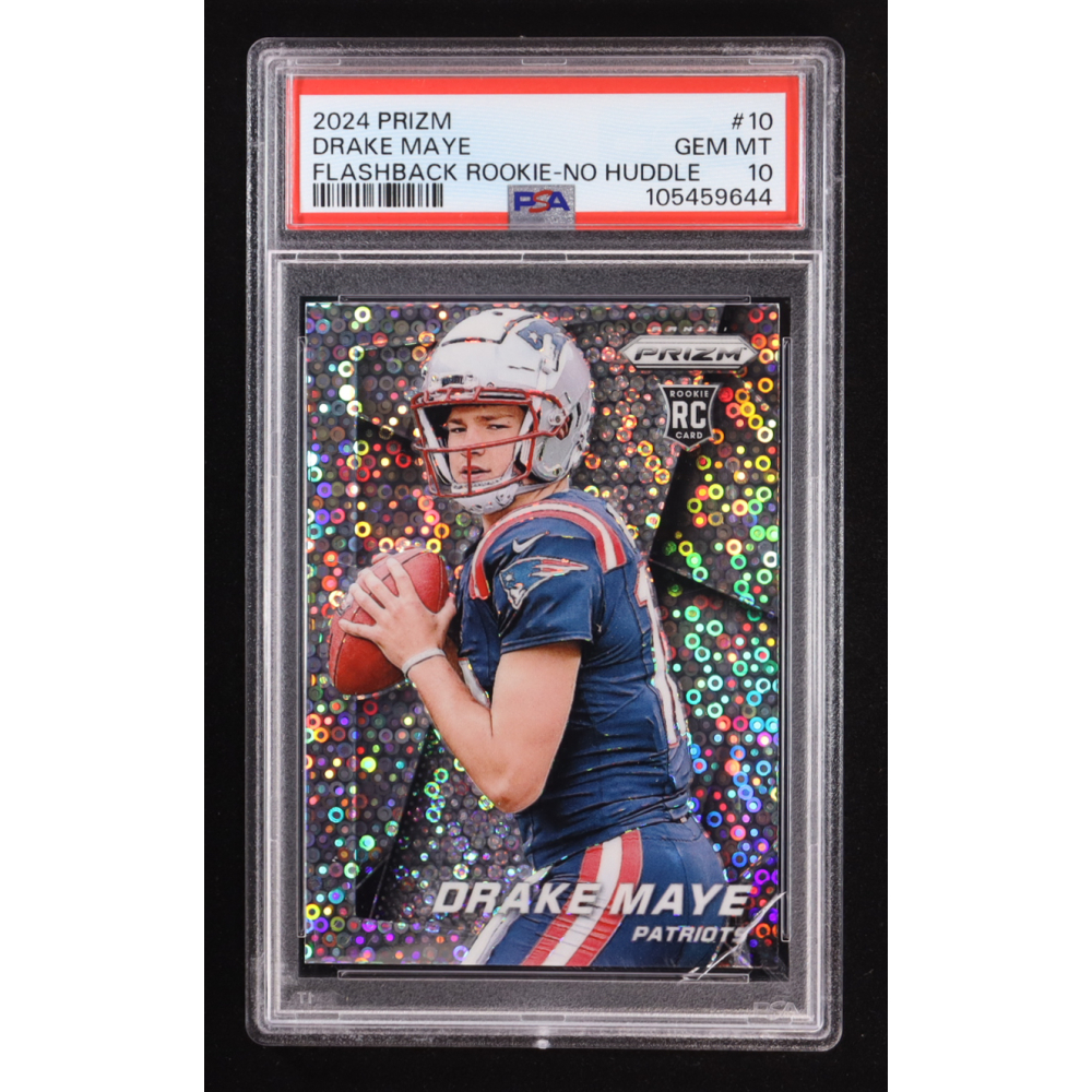 Drake Maye 2024 Panini Prizm Flashback Rookie No Huddle #10 RC (PSA 10 ...