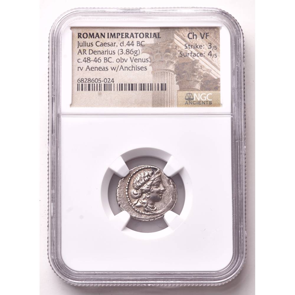 Julius Caesar (c.48-46 B.C.) Roman Imperatorial AR Denarius (3.86gms ...
