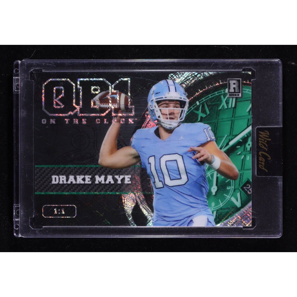 Drake Maye 2023 Wild Card QB1 On The Clock Green Cross Hatch #OCWDM1 #1 ...